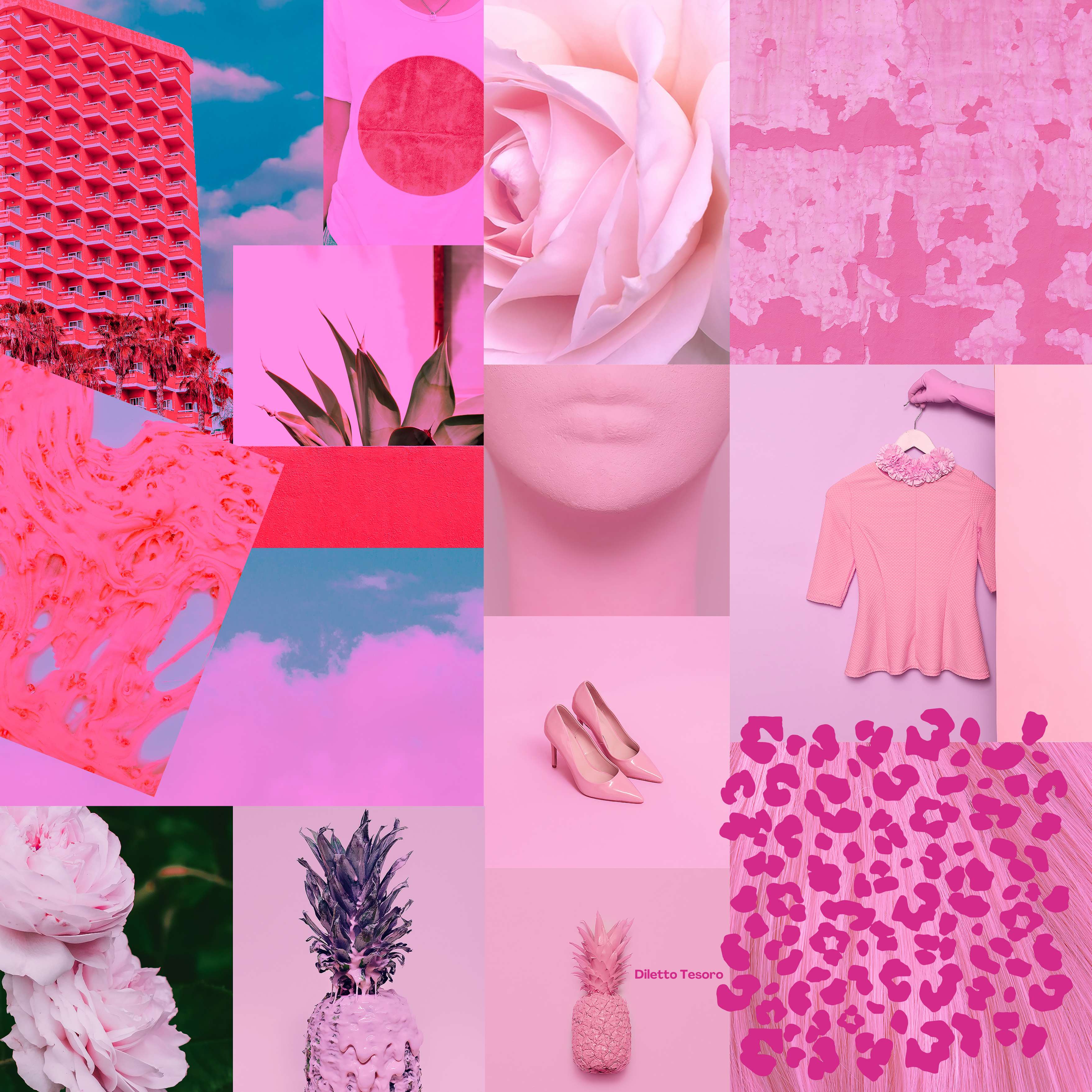 Pink Collage Scarf - collage of pink (90x90cm) – Allco Distributors